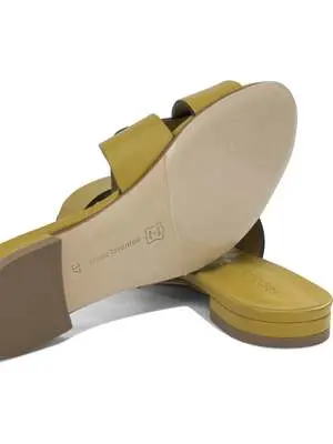 SERGIO LEVANTESI Aria Leather Slides - Yellow