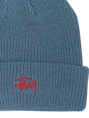 StÜssy Ribbed Beanie With Embroidered Logo - Blue