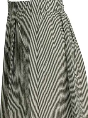 Apuntob Midi Skirt With Vertical Stripes - Black