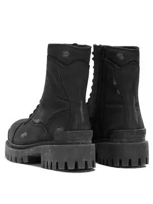 Balenciaga Combat Strike" Lace-up Combat Boots - Black