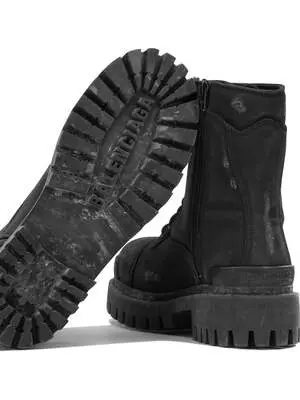 Balenciaga Combat Strike" Lace-up Combat Boots - Black