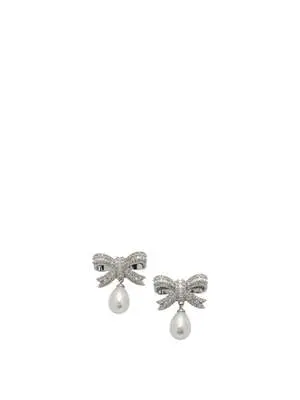 SELF-PORTRAIT Drop Earrings With Pearls And Crystals - Silver