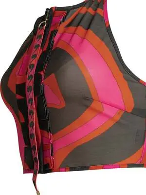 Emilio Pucci Marmo Abstract Print Sleeveless Mesh Crop Top