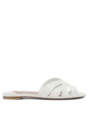 Women's White Braided Flat Sandals