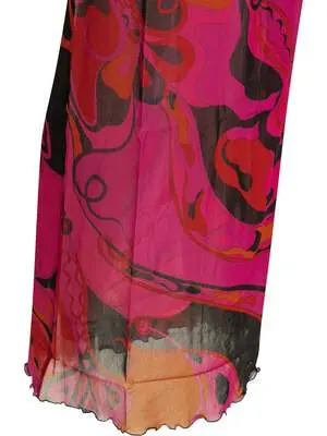 Emilio Pucci Orchidee Long Dress In Stretch Tulle - Fuchsia