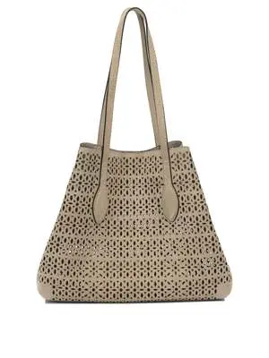 GIANNI CHIARINI Perforated Leather Shoulder Bag - Beige