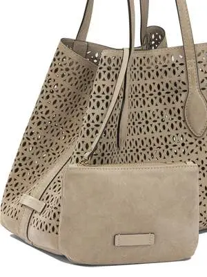 GIANNI CHIARINI Perforated Leather Shoulder Bag - Beige