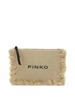 Pinko Woven Clutch With Fringe Detail