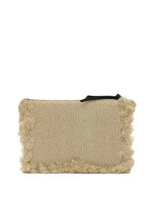 Pinko Woven Clutch With Fringe Detail