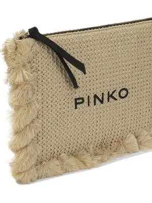 Pinko Woven Clutch With Fringe Detail