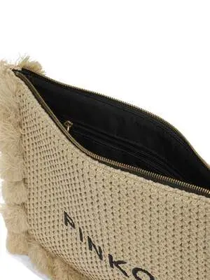 Pinko Woven Clutch With Fringe Detail