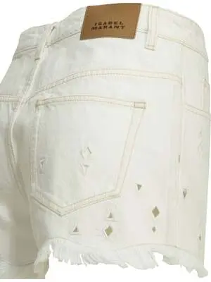 Isabel Marant Aecia' Embroidered Cotton Denim Shorts