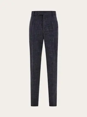FERRAGAMO Silk And Wool Tailored Trousers - Blue