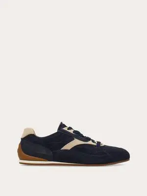 FERRAGAMO Gancini Ornat Suede Sneakers - Blue