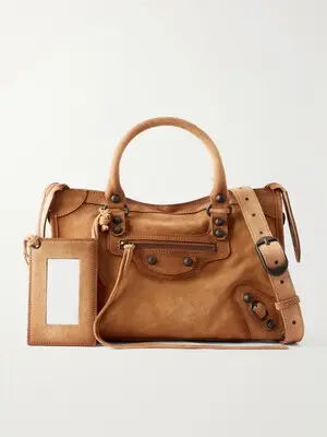 Balenciaga Le City Small Suede Shoulder Bag - Brown