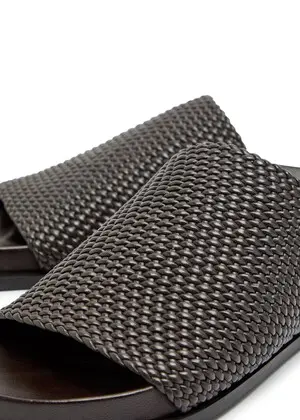 A.emery Luca Woven Leather Sliders - Brown