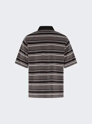 Martine Rose Oversized Short Sleeve Polo Grey Stripe - Gray