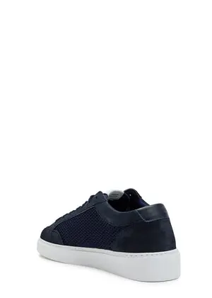 CLEENS Luxor Slim Panelled Mesh-knit Sneakers - Navy