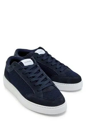 CLEENS Luxor Slim Panelled Mesh-knit Sneakers - Navy