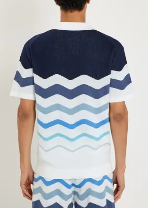 SANDBANKS Gradient Pattern Knit Cotton Shirt - Blue