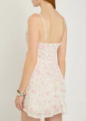LoveShackFancy Alonna Floral-print Cotton Mini Dress - Pink