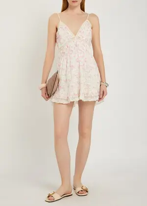 LoveShackFancy Alonna Floral-print Cotton Mini Dress - Pink