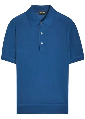 TOM FORD Gauge Cashmere And Silk-blend Polo Shirt - Blue