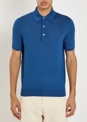 TOM FORD Gauge Cashmere And Silk-blend Polo Shirt - Blue