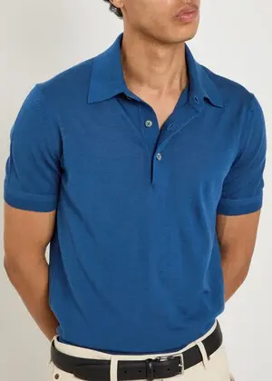 TOM FORD Gauge Cashmere And Silk-blend Polo Shirt - Blue