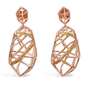 BELLUS DOMINA Gold Plated Silver Citrine Openwork Earrings - Gold/yellow