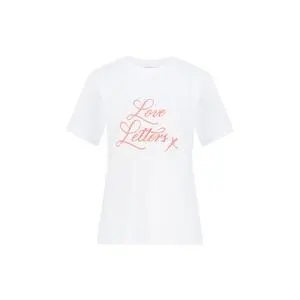 LOVE LETTERS X Organic Cotton Embroidered T-shirt - White/pink