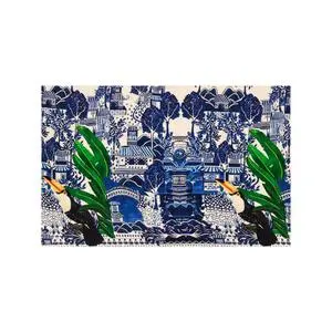 DHARA SHETH, DUBAI Harmony Bird Print Sarong Blue & Multicolor Beach Cover Up - Blue/green/white