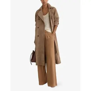 REISS Double-breasted Suede Trench Coat