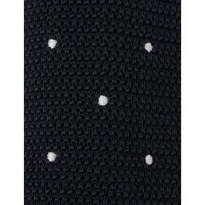 REISS Knitted Silk Pin-dot Neck Tie - Navy