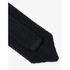 REISS Knitted Silk Pin-dot Neck Tie - Navy