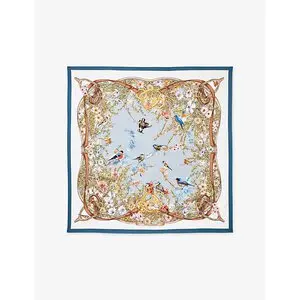 ASPINAL OF LONDON Printed Square Silk Scarf - Skyblue