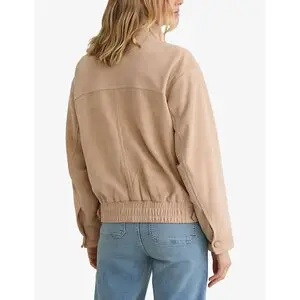 REISS Petra Oversized Suede Funnel Neck Jacket