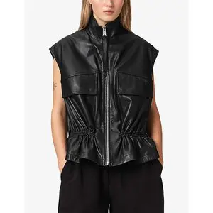 ALLSAINTS Flor Funnel-neck Leather Gilet