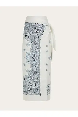FERRAGAMO Arabesque Print Silk Sarong - Blue