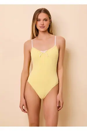 Solid & Striped Orla One Piece Puckered Gingham Citrina