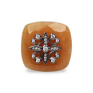 BELLUS DOMINA Bellus Domina Sterling Silver Aventurine And Cubic Zirconia Ring