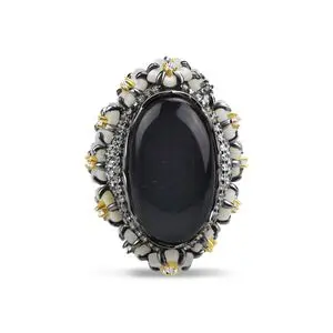 BELLUS DOMINA Sterling Silver Hematite Cocktail Ring - Black/silver