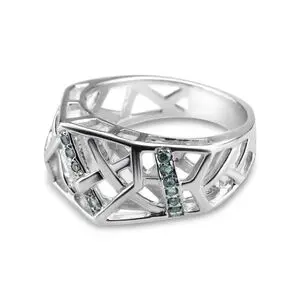 BELLUS DOMINA Openwork Topaz Ring In White Gold Plated Sterling - Silver