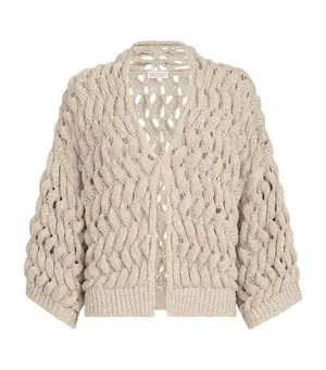 Brunello Cucinelli Dazzling Waves Sequined Wool-silk-linen Blend Cardigan