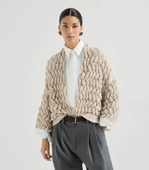 Brunello Cucinelli Dazzling Waves Sequined Wool-silk-linen Blend Cardigan