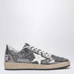 GOLDEN GOOSE Ballstar Silver Glitter Sneakers - Grey