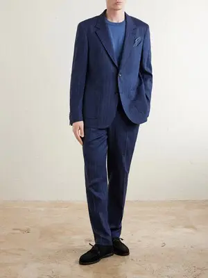 Mr.p Herringbone Linen-blend Suit Jacket - Blue
