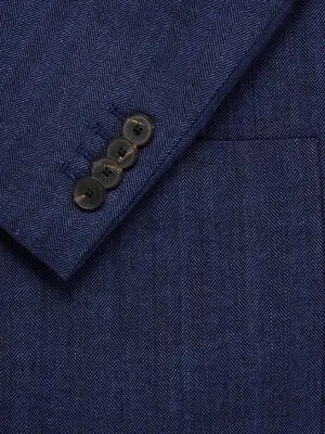 Mr.p Herringbone Linen-blend Suit Jacket - Blue