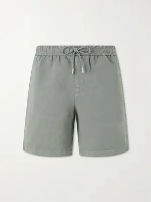 Mr P. Straight-leg Cotton And Linen-blend Twill Drawstring Shorts