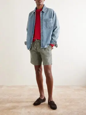 Mr P. Straight-leg Cotton And Linen-blend Twill Drawstring Shorts